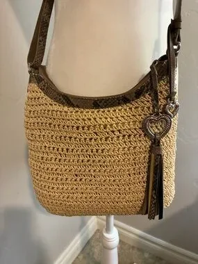 Brighton | Bags | Brighton Tan Crochet Crossbody Shoulder Bag With ...